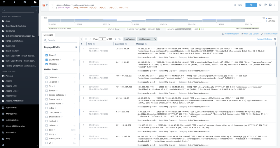 I tried hands-on some of the parse operators of Sumo Logic | DevelopersIO
