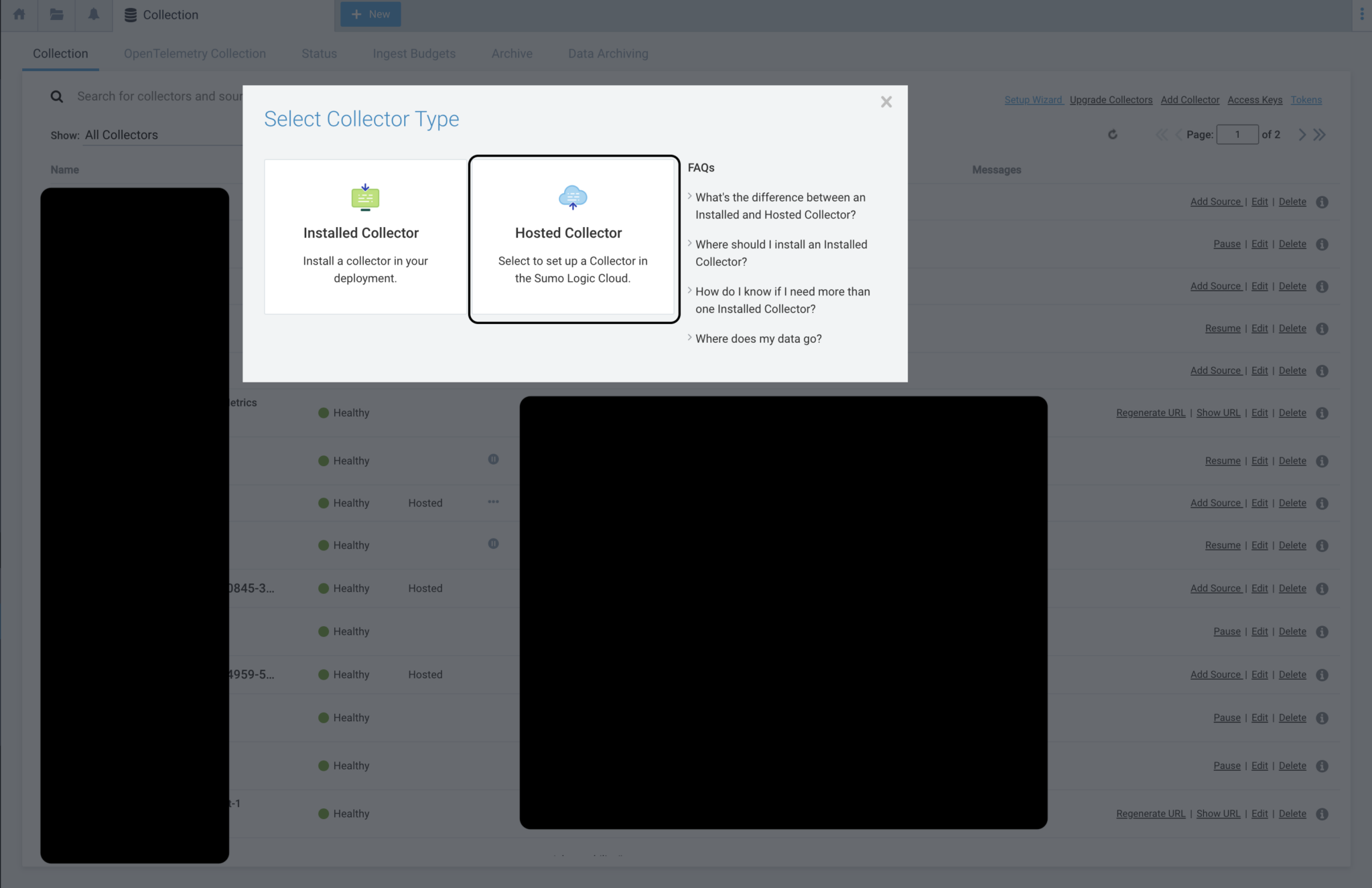 I tried setting up a collector in Sumo Logic to collect logs from ...