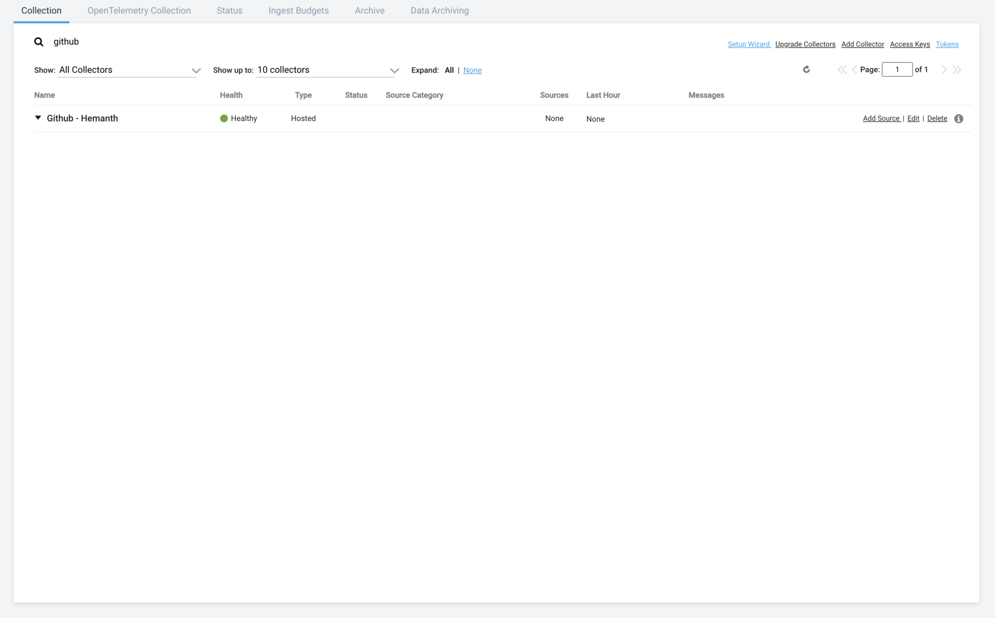I tried setting up a collector in Sumo Logic to collect logs from ...