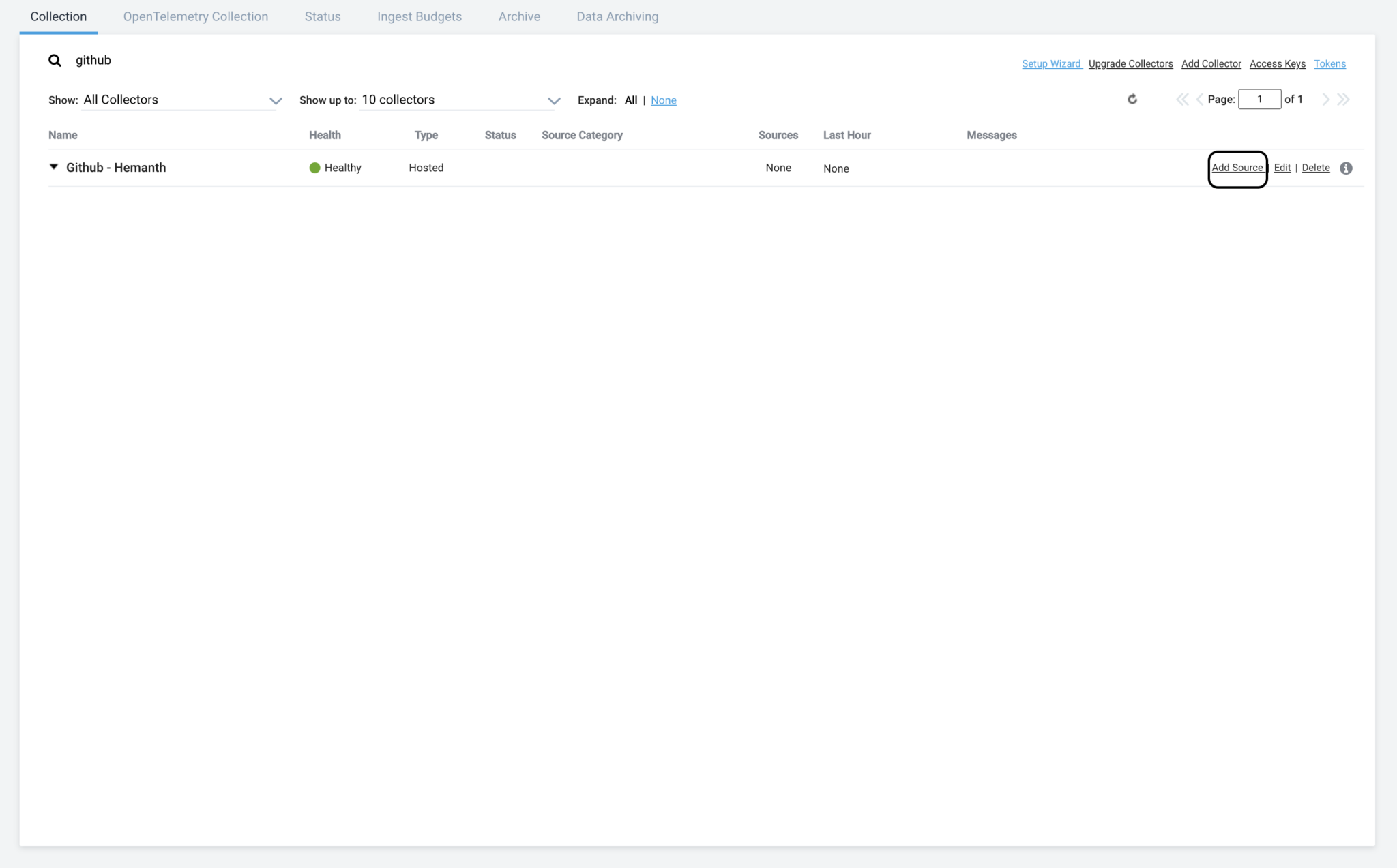 I tried setting up a collector in Sumo Logic to collect logs from ...