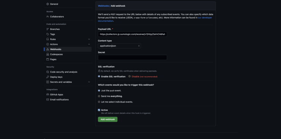 I tried setting up a collector in Sumo Logic to collect logs from Github | DevelopersIO