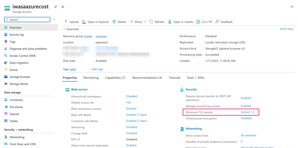 Azure Storage アカウントの TLS 1.2 未満の使用状況を確認してみた | DevelopersIO