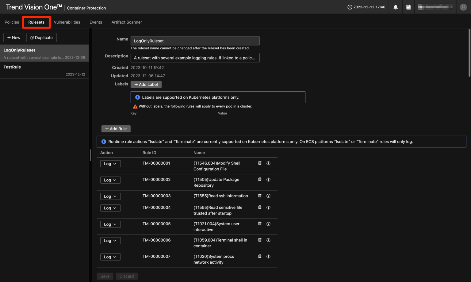Trend Vision One Container SecurityのContainer Protectionの内容を確認する | DevelopersIO