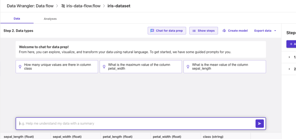 Amazon SageMaker CanvasのChat for data prepを使い、チャットで分析やデータ変換を作成してみた | DevelopersIO