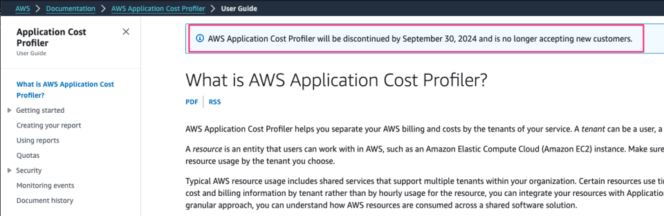 [廃止] AWS Application Cost Profiler が 2024 年 9 月 30 日に廃止されます | DevelopersIO