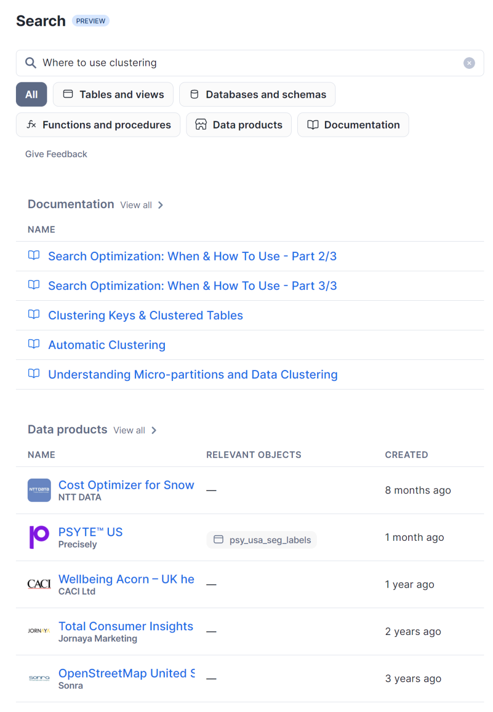 [新機能]Snowflakeでアカウント内オブジェクト・マーケットプレイス・公式ドキュメント・ナレッジベースに対する検索を一度に行える ...