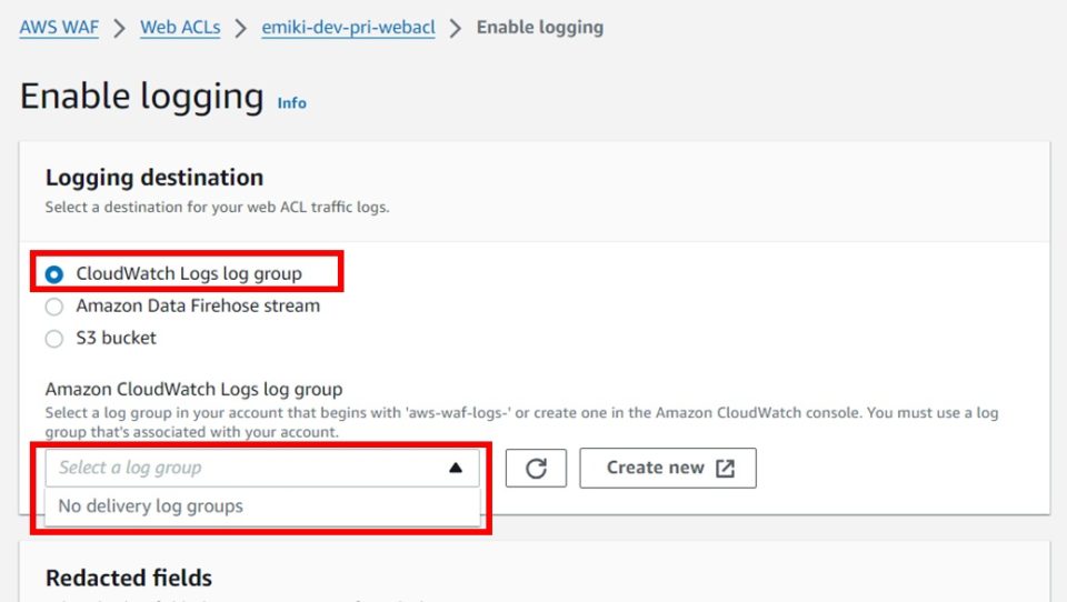 AWS WAF のログを CloudWatch Logs ロググループに出力する際、ロググループ名は aws-waf-logs- で始まる必要がある | DevelopersIO