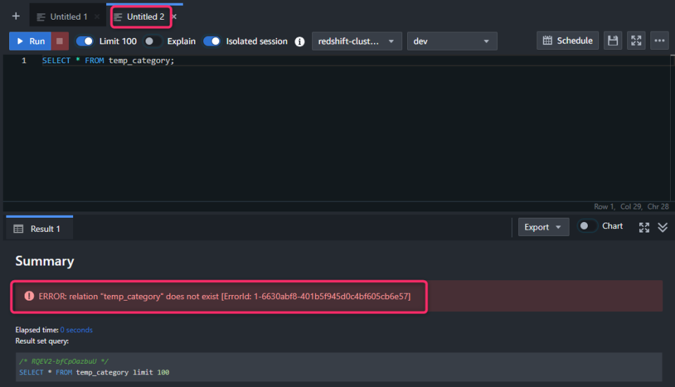 [Redshift] クエリエディタ v2 の Isolated session 機能を試してみた | DevelopersIO