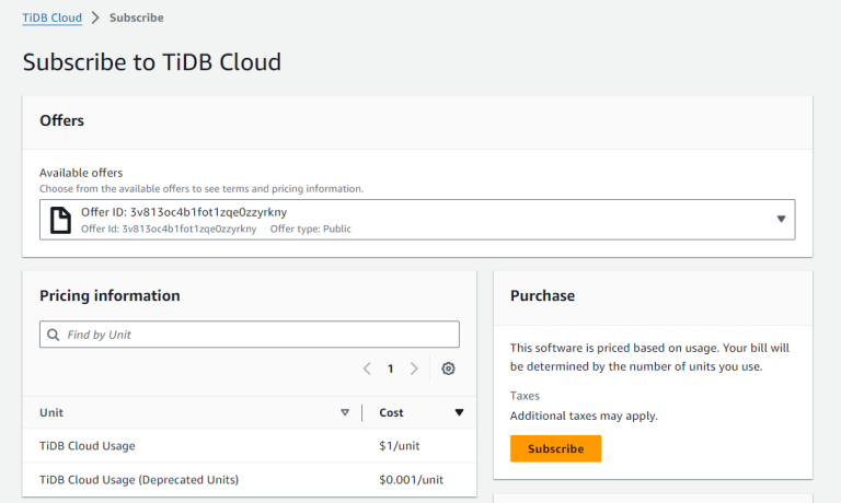 AWS Marketplaceを使用してSaaS製品(TiDB Cloud)を使ってみた | DevelopersIO
