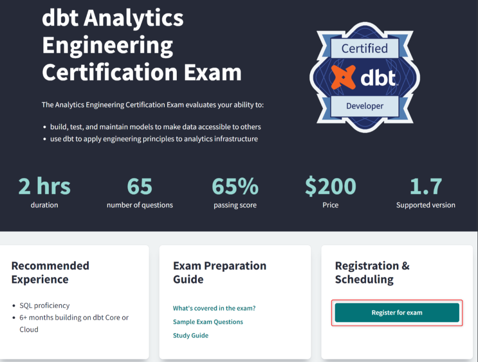 dbt Analytics Engineering Certification Exam試験に申し込むまでの流れをまとめてみた ...
