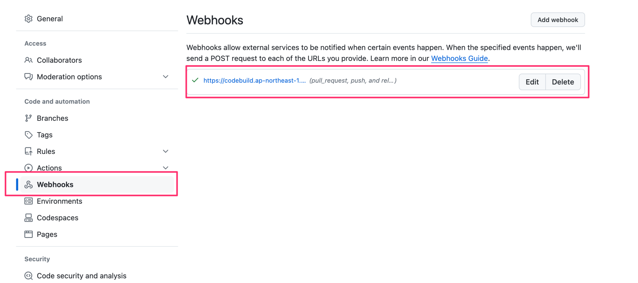 [アップデート] AWS CodeBuild + GitHub Webhook 連携でウェブフックの手動構成オプションを使ってみた | DevelopersIO
