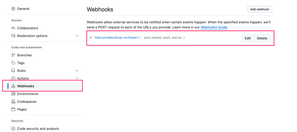 [アップデート] AWS CodeBuild + GitHub Webhook 連携でウェブフックの手動構成オプションを使ってみた | DevelopersIO