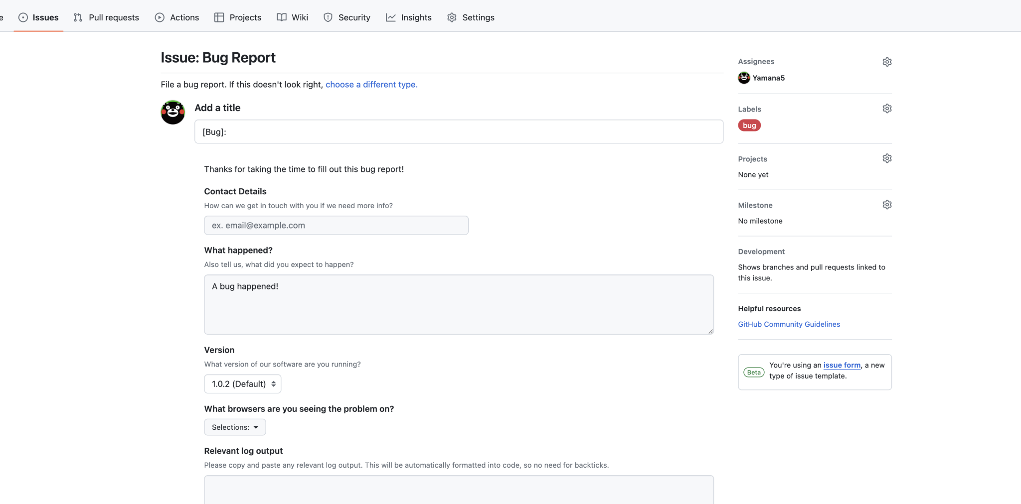 GitHubのIssue formsを試してみた | DevelopersIO